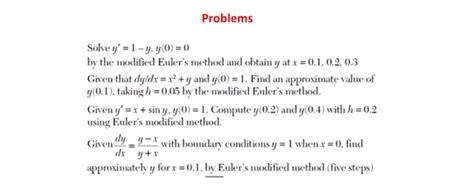 Solved Problems Solve Y 1 Y Y 0 0 By The Modified