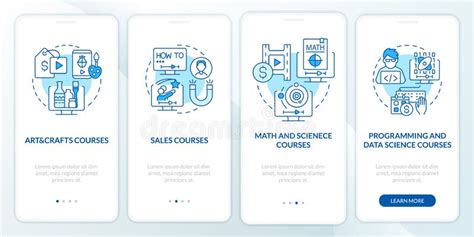 Online Courses Ideas Blue Onboarding Mobile App Screen Stock Vector Illustration Of Tutorial