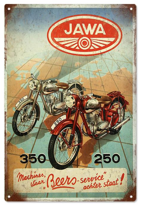 Jawa Motorcycle Reproduction Garage Shop Metal Sign 12x18