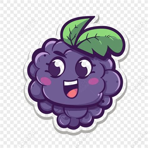 검은 딸기 과일 귀여운 만화 스티커 디자인 클립 아트 벡터 상표 Png 일러스트 무료 다운로드 Lovepik