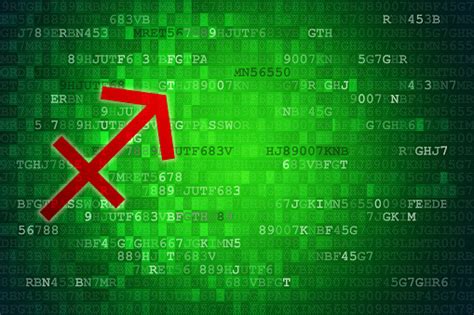 디지털 녹색 배경에 빨간색 궁수자리 조디악 로그인 하십시오입니다 공간 복사 0명에 대한 스톡 사진 및 기타 이미지 0명 가상현실 궁수자리 Istock