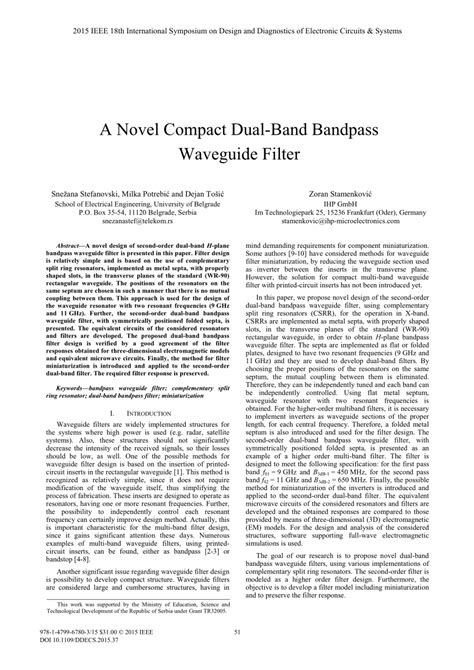 Pdf A Novel Compact Dual Band Bandpass Waveguide Filter