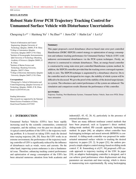 PDF Robust State Error Portcontrolled Hamiltonian Trajectory Tracking Control For Unmanned