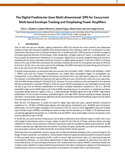 The Digital Predistorter Goes Multi Dimensional Dpd For Concurrent