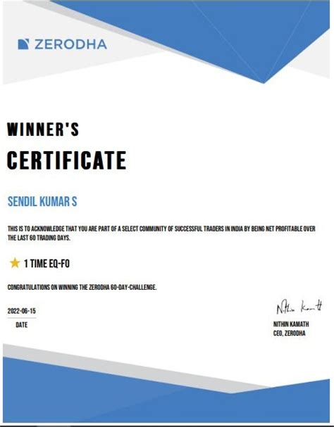 Sendil Kumar On Linkedin Zerodha 60 Days Challenge Certificate 💥🔥😀👍