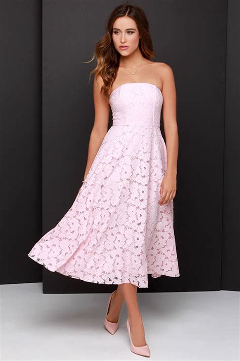 Bb Dakota Alva Dress Light Pink Dress Lace Dress Midi Dress