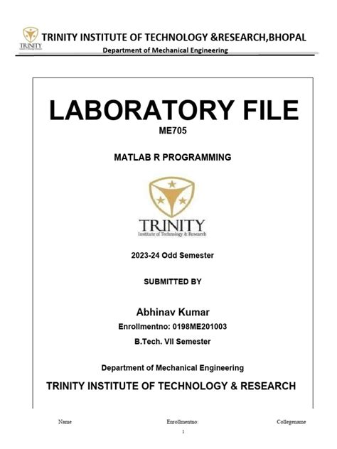 matlab manual 7th sem me 705 pdf matrix mathematics object