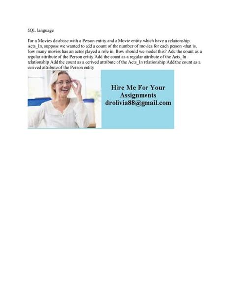 Sql Language For A Movies Database With A Person Entity And A Movie Enpdf