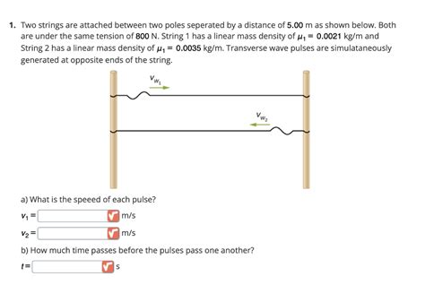 Solved Two Strings Are Attached Between Two Poles Chegg