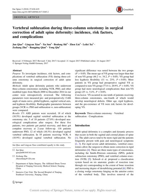 Vertebral Subluxation During Three Column Osteotomy In Surgical