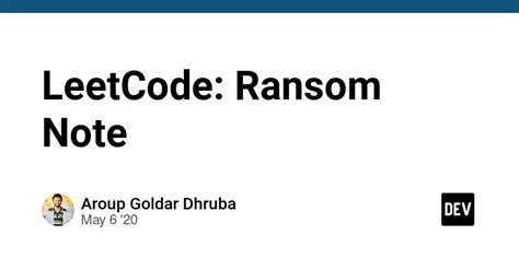 Leetcode Ransom Note Dev Community
