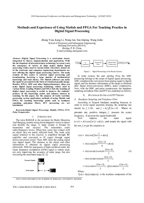 pdf methods and experience of using matlab and fpga for teaching