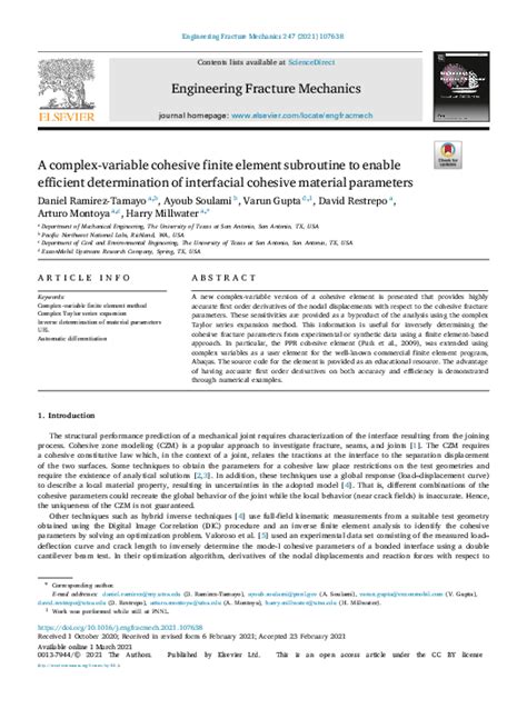 Pdf A Complex Variable Cohesive Finite Element Subroutine To Enable