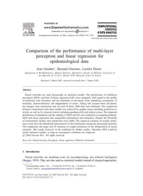 Pdf Comparison Of The Performance Of Multi Layer Perceptron And Linear Regression For
