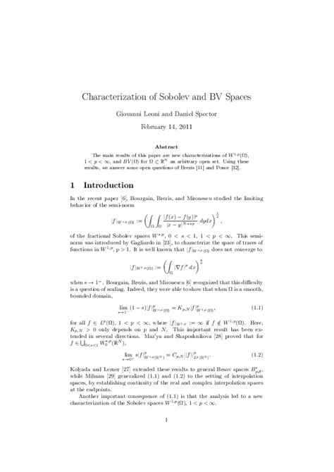 Pdf Characterization Of Sobolev And Bv Spaces