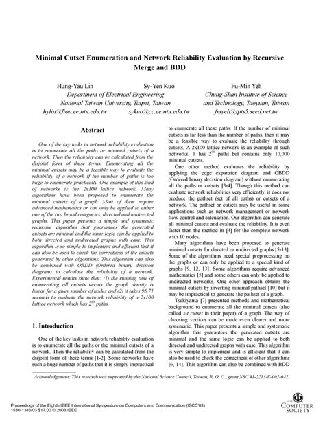 Pdf Minimal Cutset Enumeration And Network Reliability Evaluation By Recursive Merge And Bdd