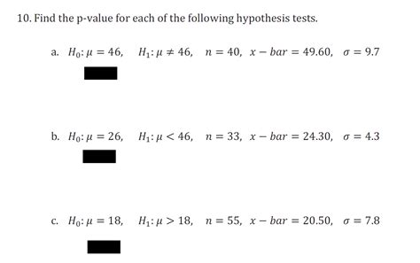 Solved Find The P Value For Each Of The Following Chegg