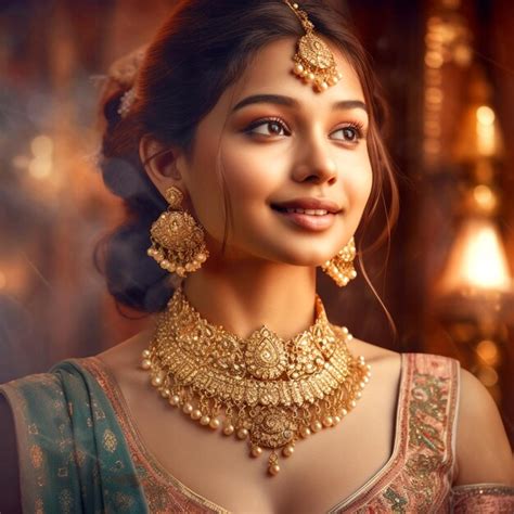 Premium Photo A Gregarious Girl Wearing A Saree And Strong Jewelry In