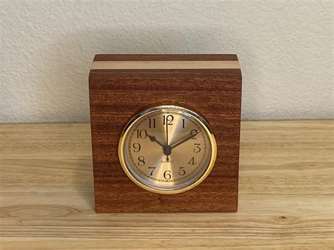 Wood Cube Clock Handcrafted Sapele Maple Wood Cube Clock Unique Rustic Décor for Desks