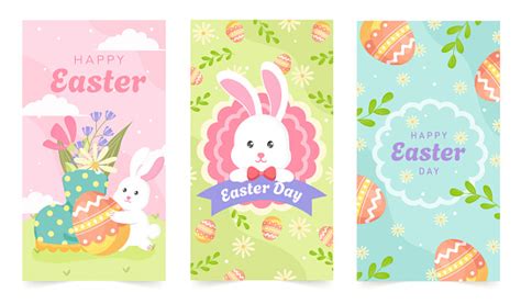 해피 부활절 세일 배너 인사말 카드 포스터 휴일 표지 세트 파스텔 색상의 타이포그래피 손으로 그린 식물 점 달걀 토끼가 있는 트렌디한 디자인 편평한 벡터 삽화 Webbing