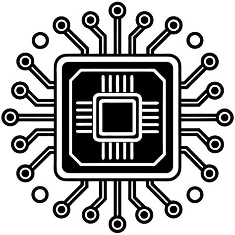 A Black And White Illustration Of A Microchip With Multiple Connections