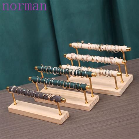 Norman 珠寶展示架木製底座 123 層戒指收納架儲物架金屬個性化天鵝絨手鍊珠寶架商場 蝦皮購物