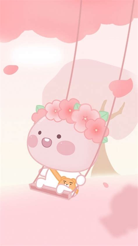 Kakao Friends 복숭아 리틀 어피치 모음 ️ 배경화면 잠금화면 네이버 블로그 Wallpaper Iphone Cute Peach Wallpaper