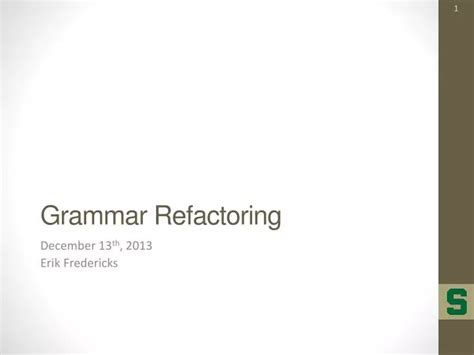 Ppt Grammar Refactoring Powerpoint Presentation Free Download Id