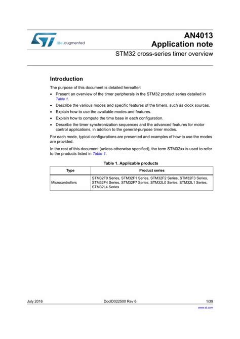 pdf stm32 cross series timer overview · delay generation