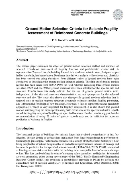 Pdf Ground Motion Selection Criteria For Seismic Fragility Assessment Of Reinforced Concrete