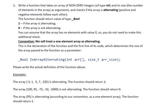 Solved 1 Write A Function That Takes An Array Of Non Zero