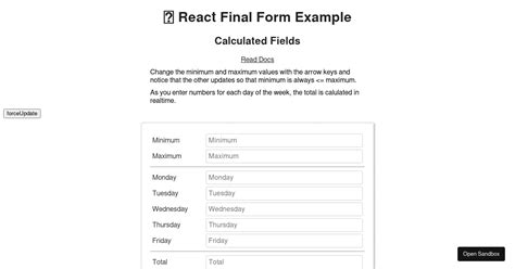 🏁 react final form calculated fields forked codesandbox