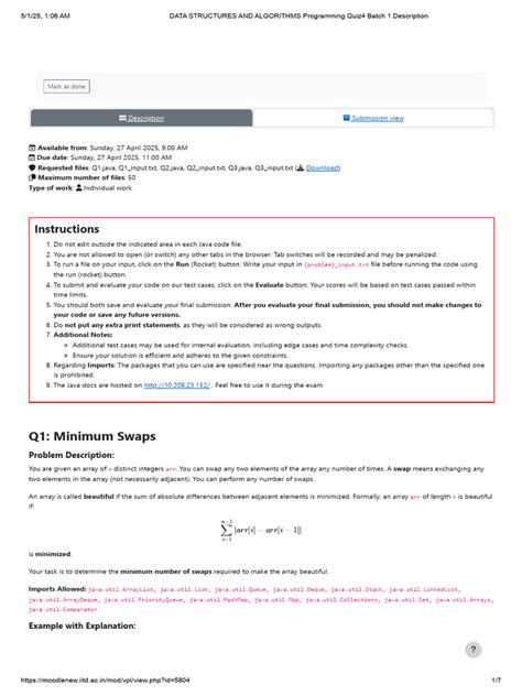 Data Structures And Algorithms Programming Quiz4 Batch 1 Description