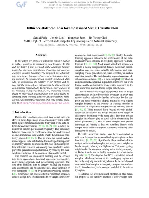 Influence Balanced Loss For Imbalanced Visual Classification Pdf Robust Statistics