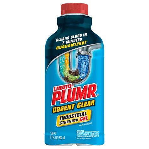 Liquid Plumr Urgent Clear Industrial Strength Gel Liquid Drain Cleaner
