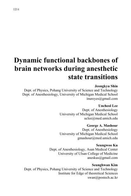 Dynamic Functional Backbones Of Brain Networks During Anesthetic