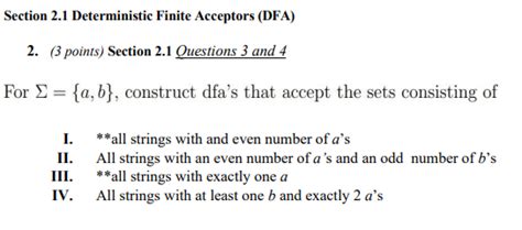 Solved Section Deterministic Finite Acceptors DFA Chegg