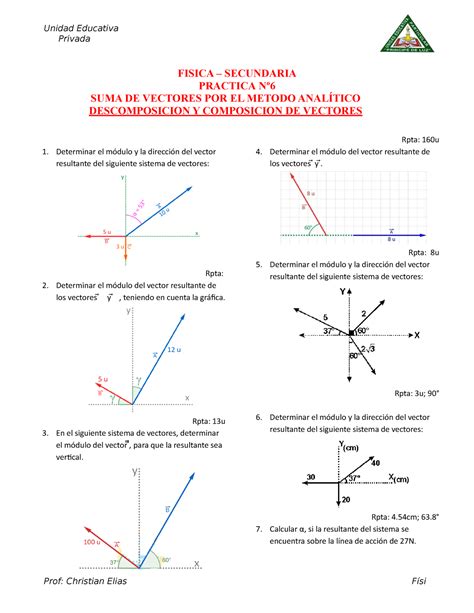 Fisica Practica 6 Descomposicion De Vectores Fisica Secundaria