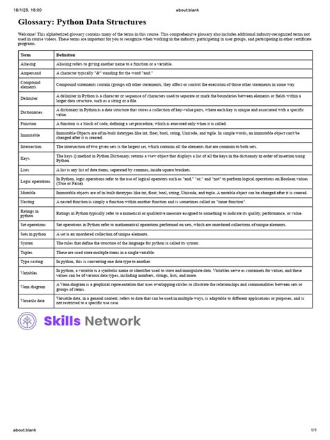 Python Data Structures Glossary Pdf String Computer Science