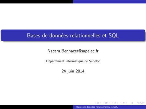 Bases De Données Relationnelles Et Sql