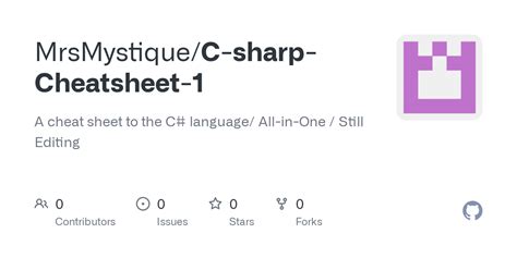 Github Mrsmystiquec Sharp Cheatsheet 1 A Cheat Sheet To The C Language All In One Still