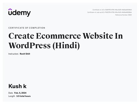 kush k on linkedin udemy course completion certificate