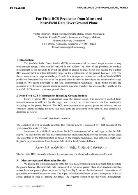 Pdf Far Field Rcs Prediction From Measured Near Field Data Over