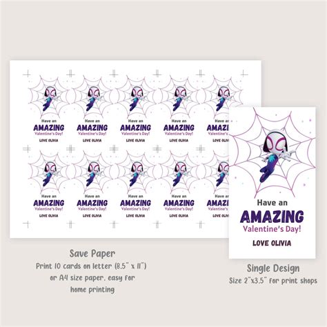 Girl Spidey And His Amazing Friends Valentines Card Ghost Spider Valentines Day Card Gwen Stacy