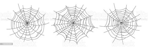 무서운 거미줄 흰색 배경에 고립 된 검은 거미 줄 실루엣 낙서 첨탑 세트 할로윈 파티를위한 손으로 그린 거미 줄 벡터 일러스트레이션 할로윈에 대한 스톡 벡터 아트 및 기타