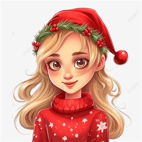크리스마스 모자를 쓴 귀여운 소녀 크리스마스 귀여운 소녀 산타 모자 Png 일러스트 및 이미지 에 대한 무료 다운로드 Pngtree