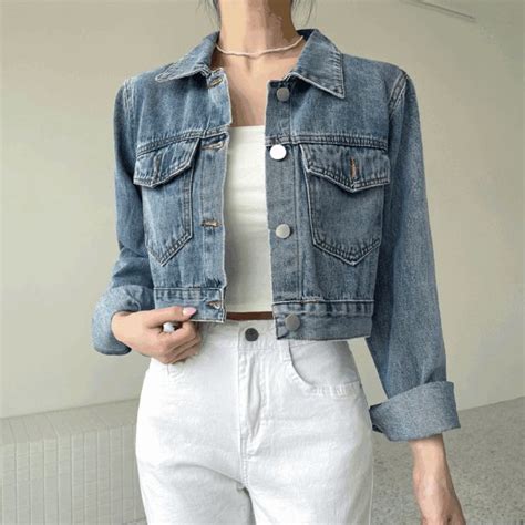 유어모어 데님 카라 버튼 포켓 크롭 청자켓 가을신상 캐쥬얼 위시버킷