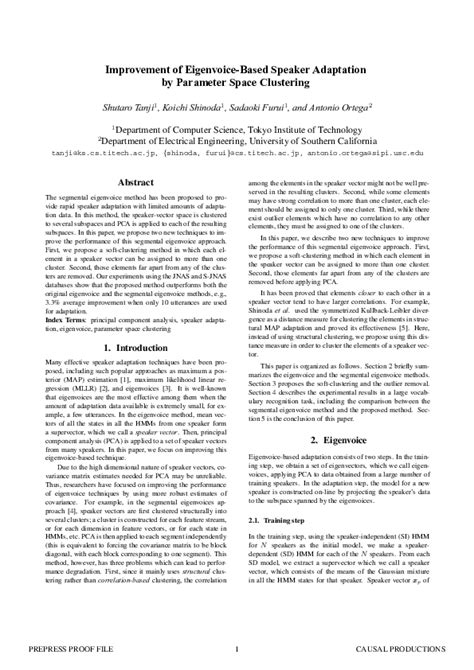Pdf Improvement Of Eigenvoice Based Speaker Adaptation By Parameter