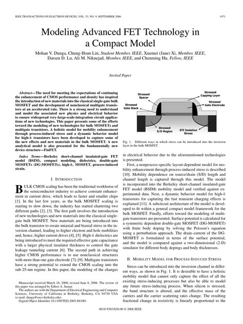 Pdf Modeling Advanced Fet Technology In A Compact Model