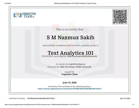 Ibm Developer Skillsnetwork Ta0105en Certificate Cognitive Class PPT